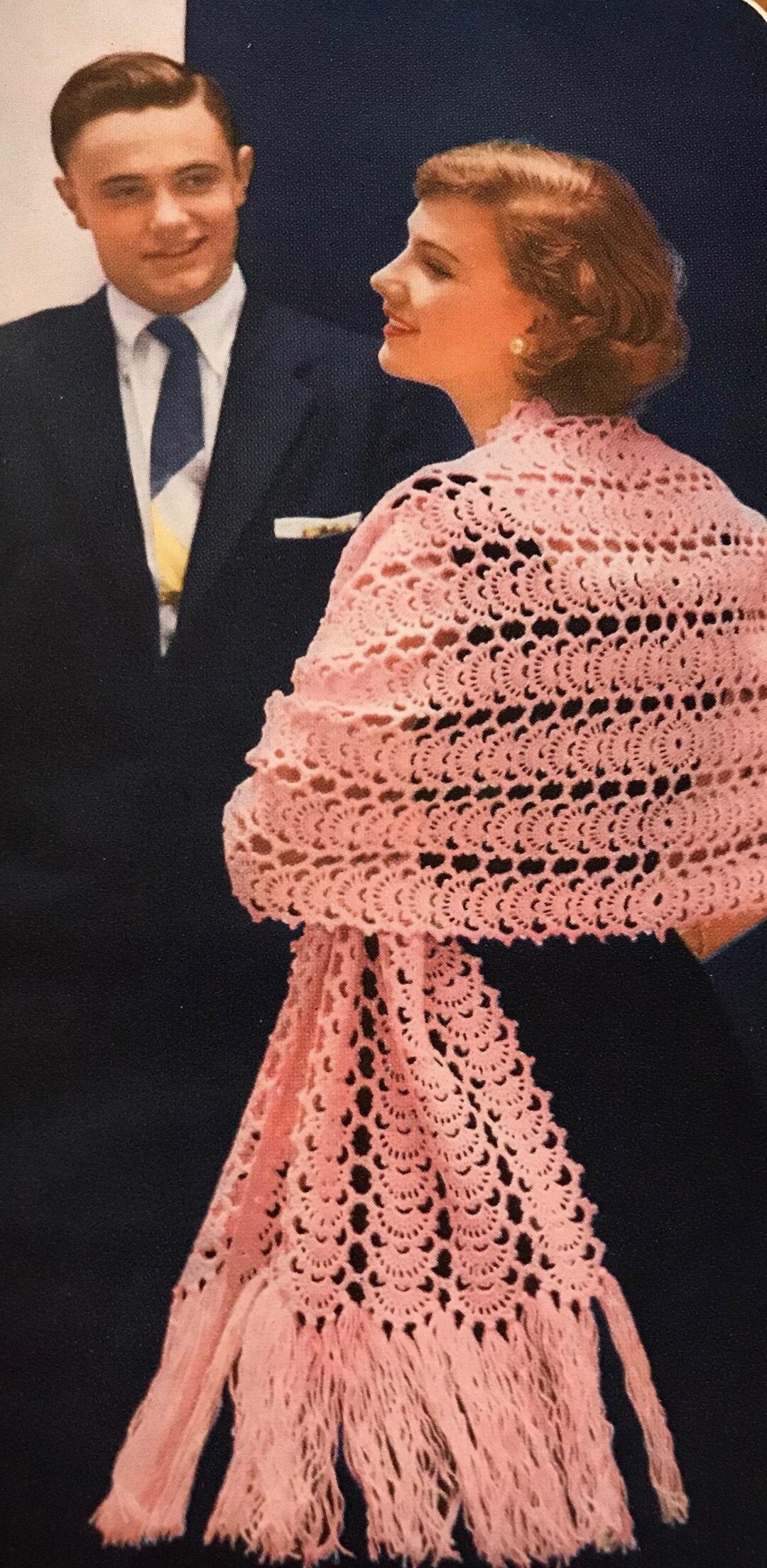 Crocheted Vintage Shawl Pattern From 1950's - Etsy