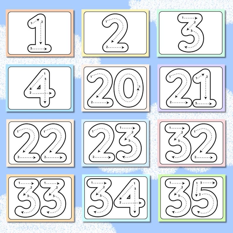 Number Tracing Cards | Number Tracing Flashcards | Number Tracing ...