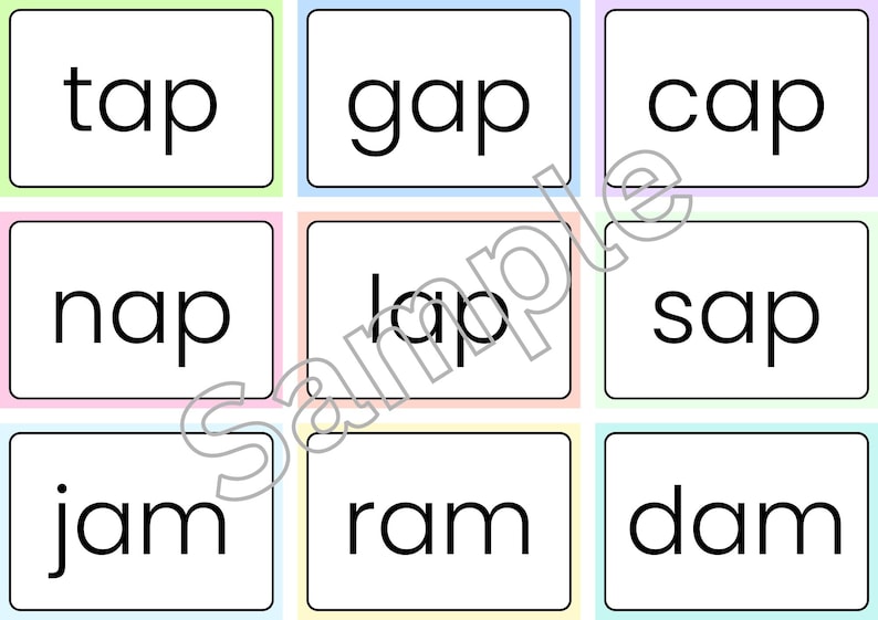 CVC Word Flashcards – Printable Phonics Learning Cards, Digital ...