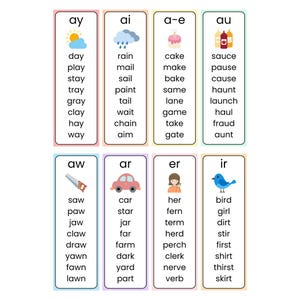 Phonics Flashcards, Vowel Teams, R-controlled, Diphthongs, Long & Short ...