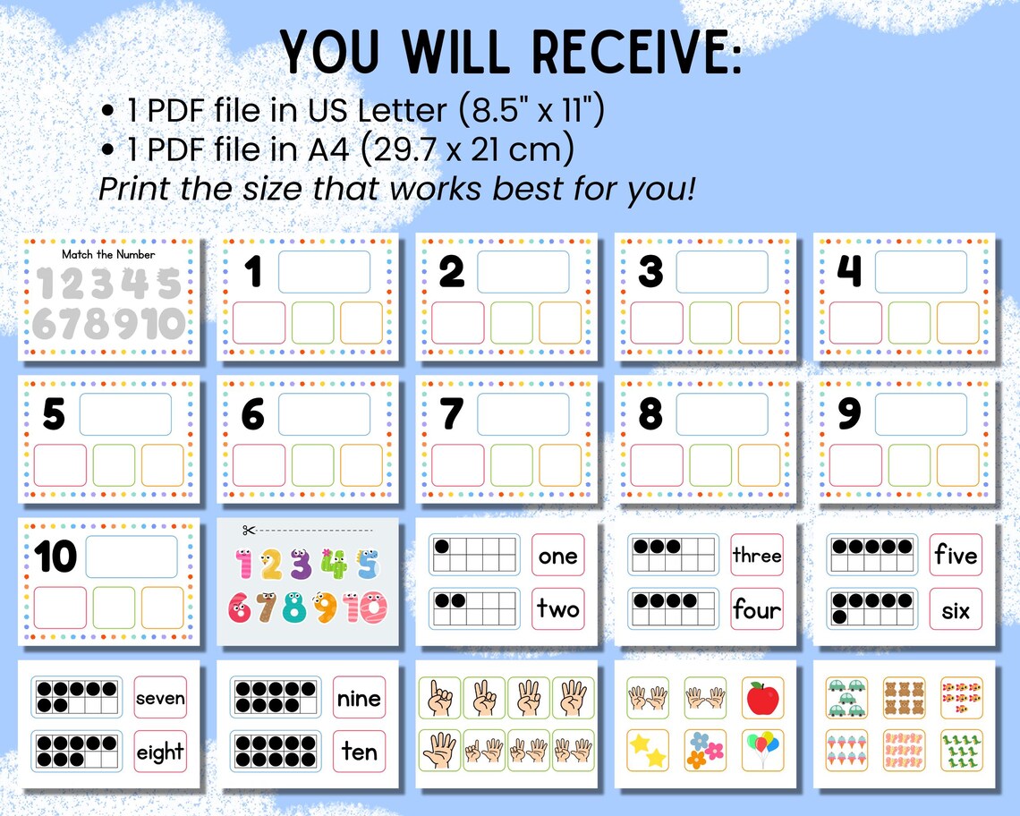 Number Matching Busy Book, Printable Matching Activity Preschool ...