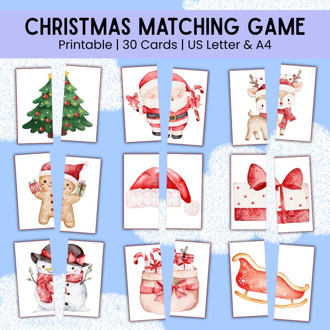 Christmas Matching Game, Christmas Printable Games, Christmas Puzzle ...