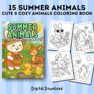 Summer Animals Coloring Book – Cozy Summer Animals Illustrations ...