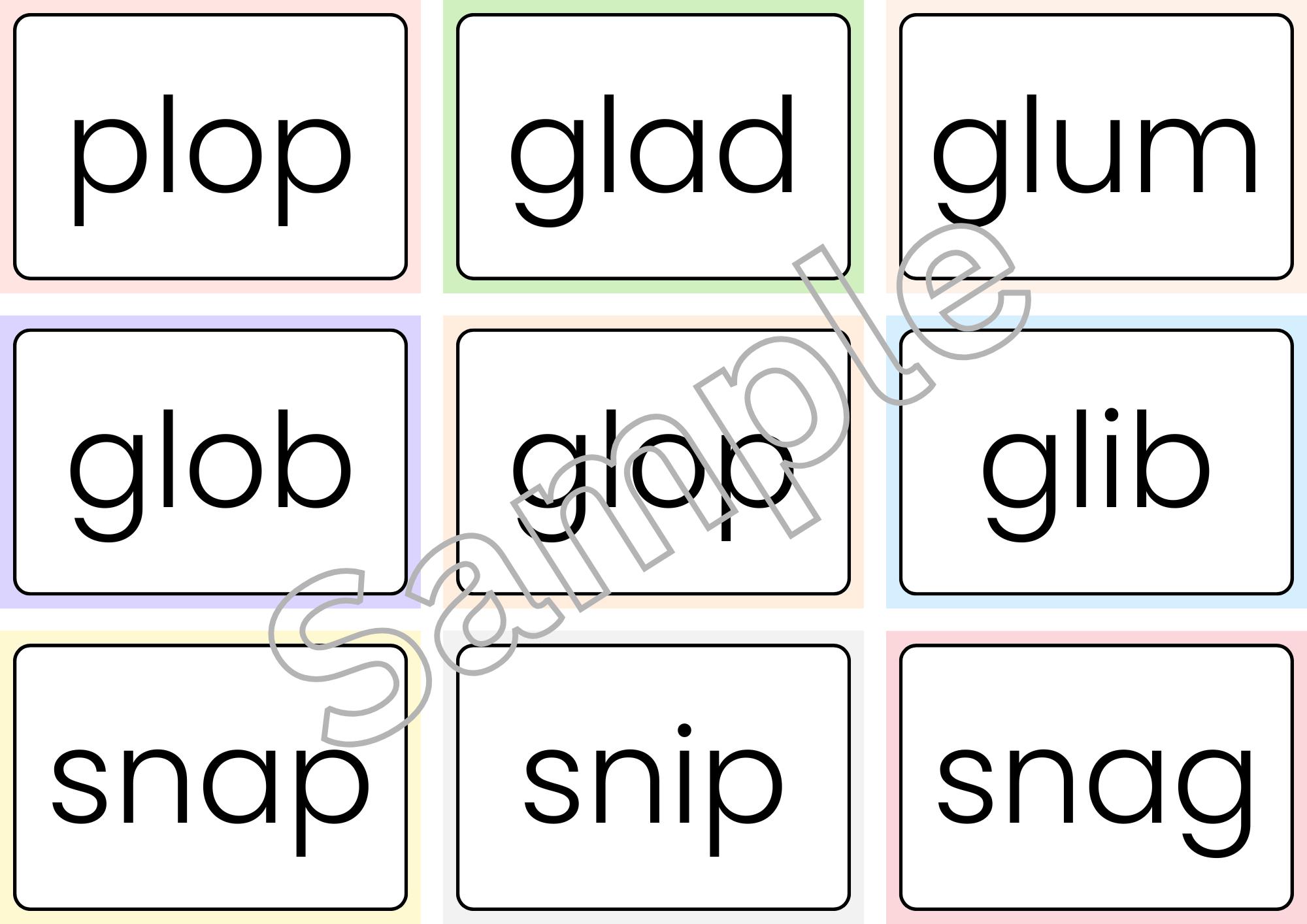 CCVC & CVCC Word Flashcards | Phonics Flashcards | Kindergarten Reading ...