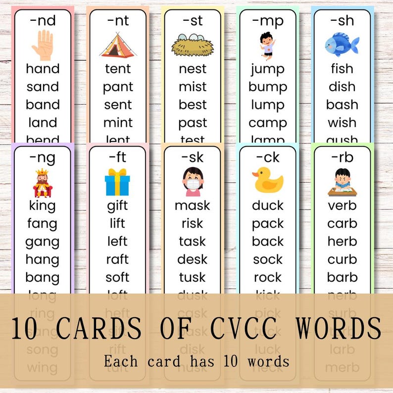 Printable Phonics Flashcards for Kids – Cvc, Ccvc and Cvcc Words ...