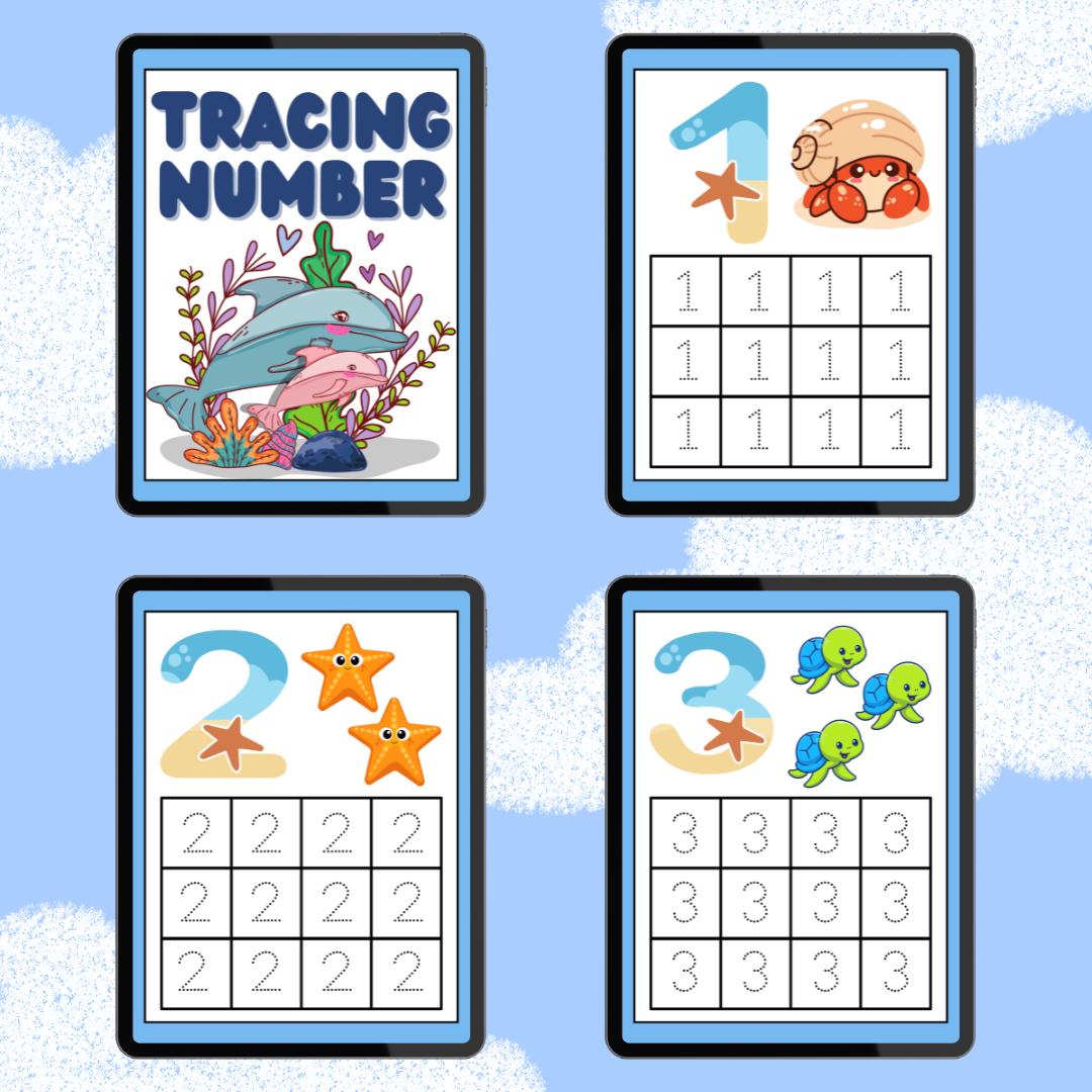 Learning Numbers With Sea Animals | Tracing, Counting, Color by Number ...
