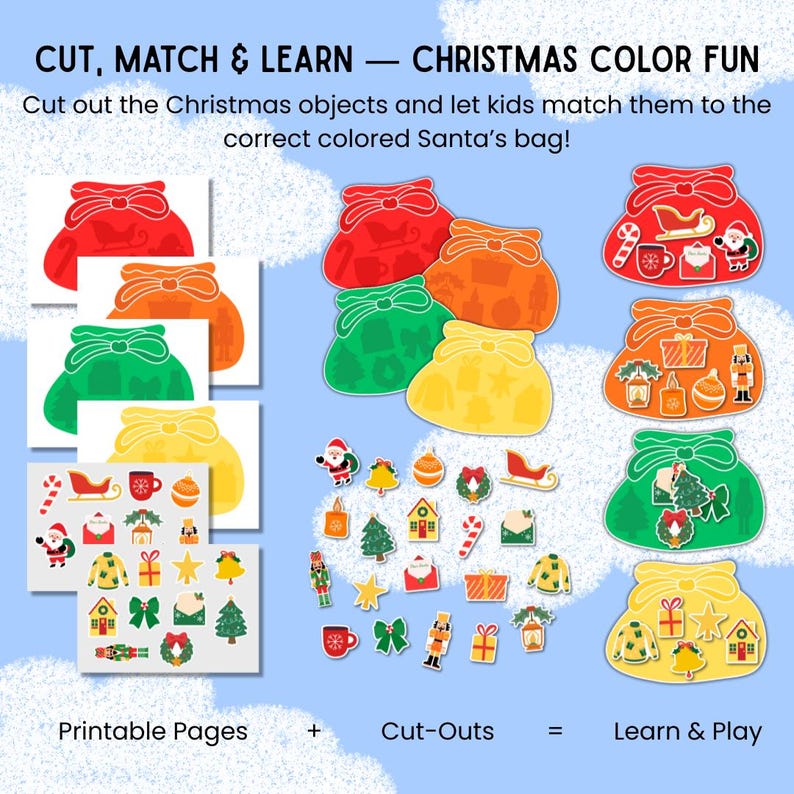 Christmas Color Matching Activity for Kids, Montessori Materials ...