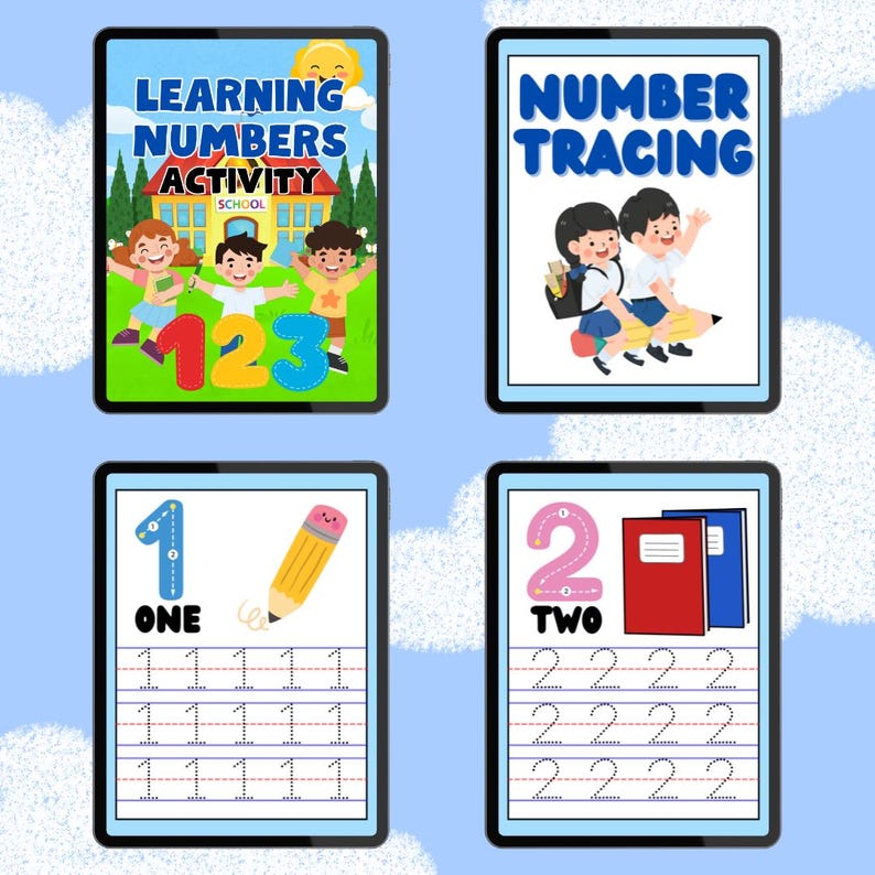 Learning Numbers Activity | School Theme | Tracing, Counting, Matching ...