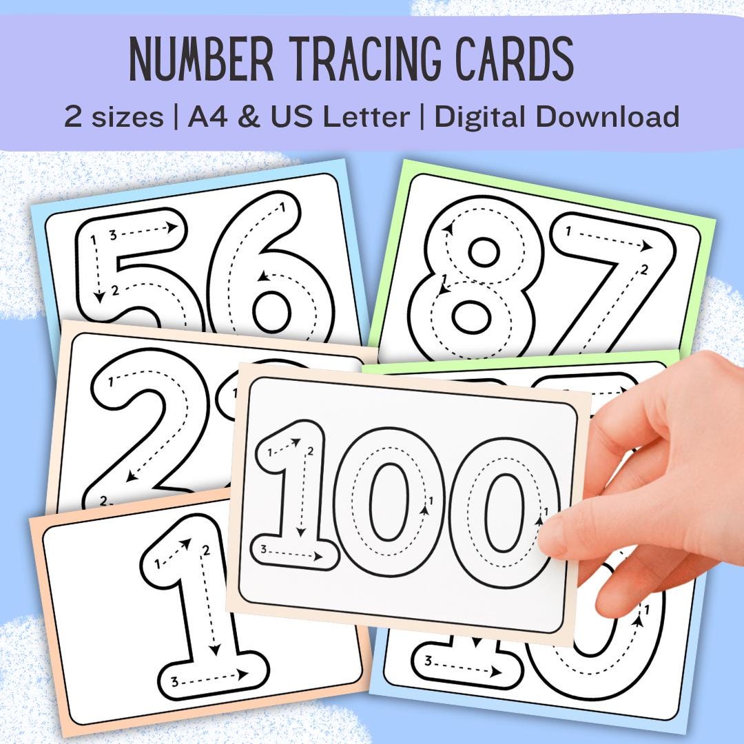 Number Tracing Cards | Number Tracing Flashcards | Number Tracing ...