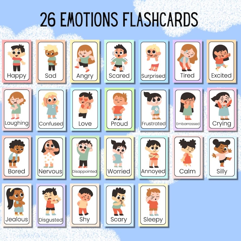 Emotions Flashcards for Kids – Printable Feelings Learning Cards ...