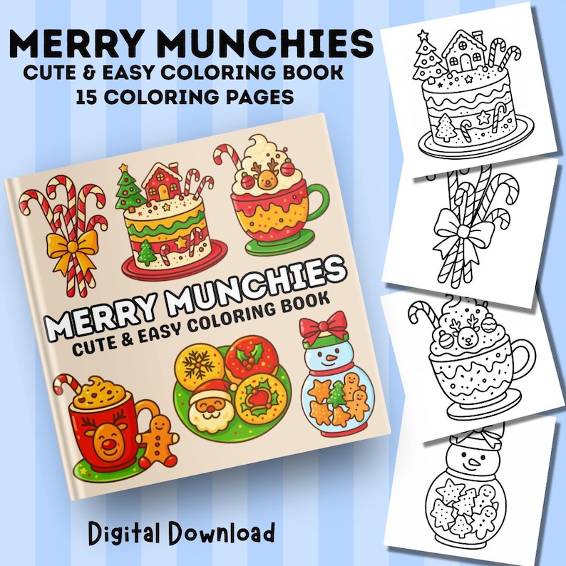 Cozy Christmas Coloring Book, Christmas Food Coloring Pages, Cozy ...