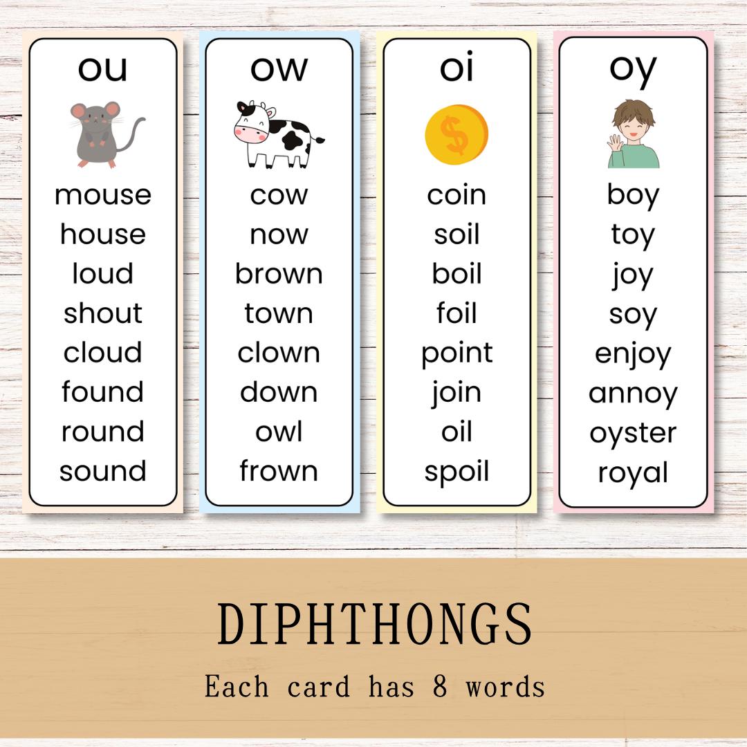 Phonics Flashcards – Vowel Teams, R-controlled, Diphthongs, Long ...