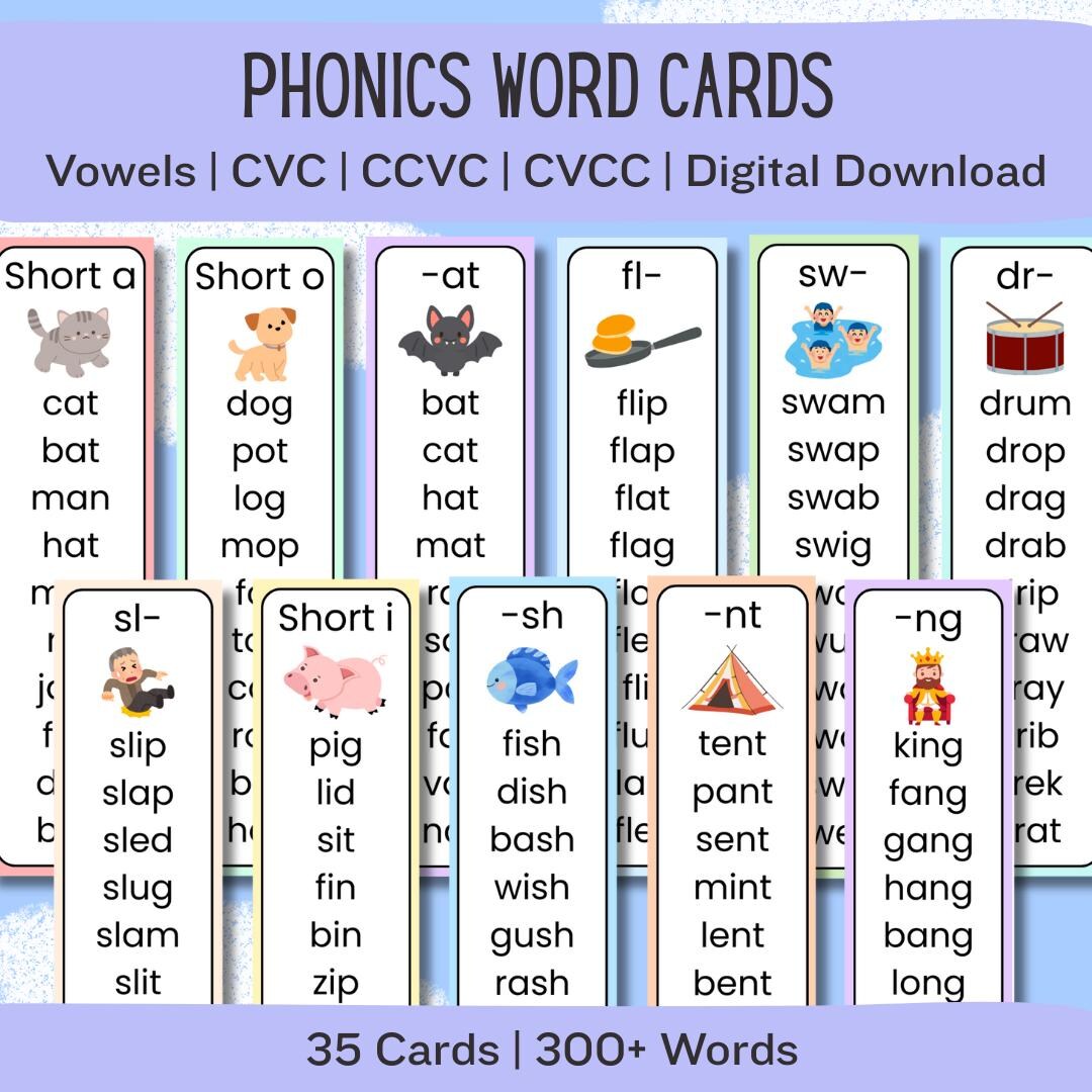 Printable Phonics Flashcards for Kids – Cvc, Ccvc and Cvcc Words ...