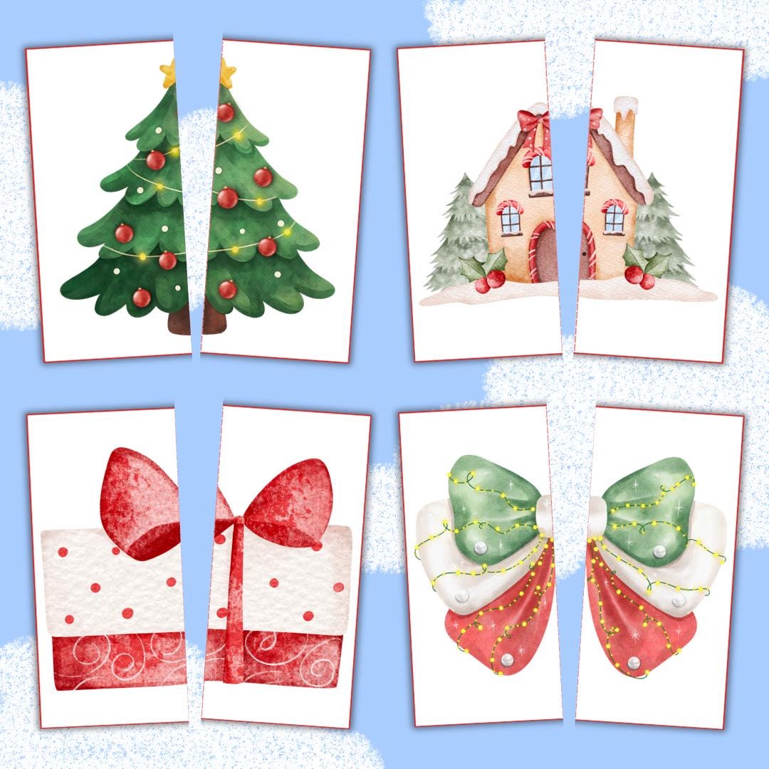 Christmas Matching Game, Christmas Printable Games, Christmas Puzzle ...