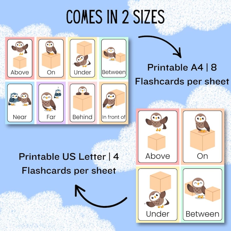 Prepositions Flashcards for Kids – Printable Learning Cards, Digital ...