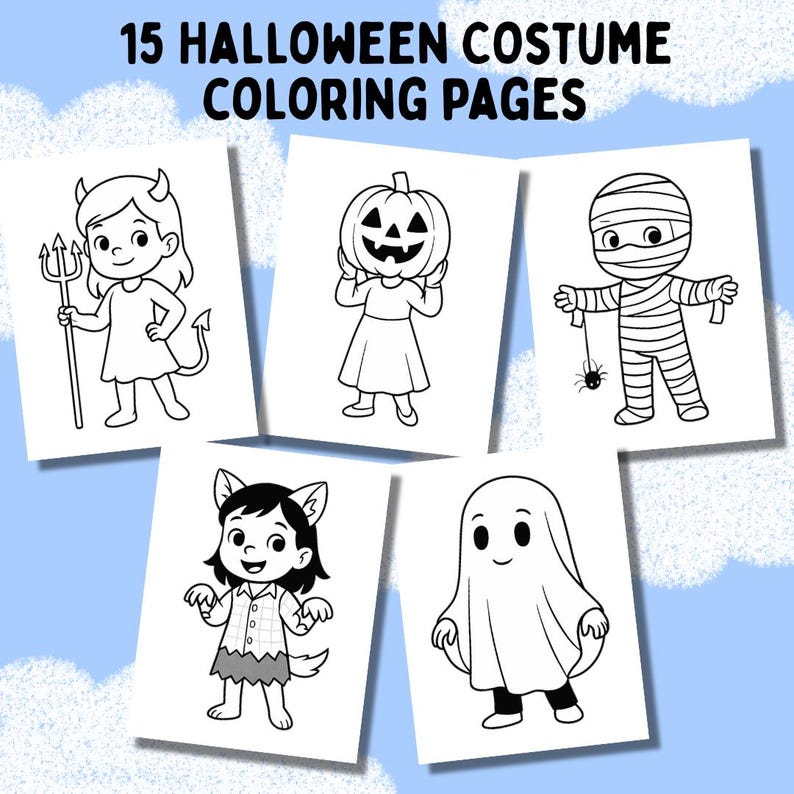 Halloween Kids Costume Coloring Book – Kids Halloween Characters & Cute ...