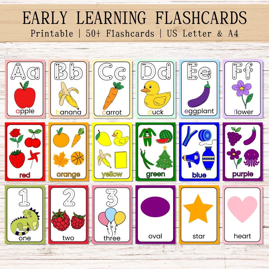 Preschool Flashcards Bundle for Kids – Alphabet, Numbers, Colors ...