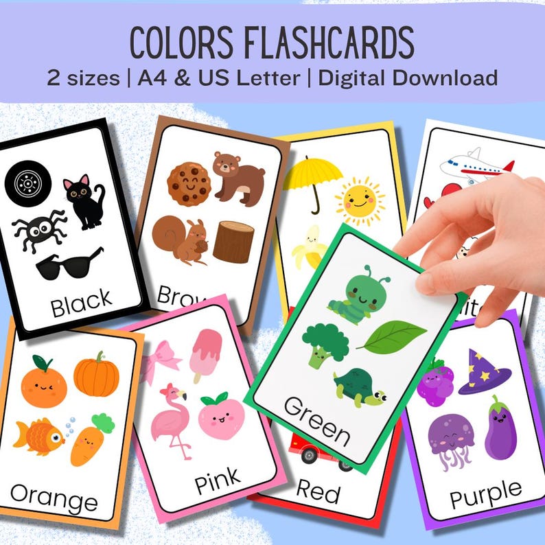 Colors Flashcards for Kids – Printable Learning Cards, Preschool ...