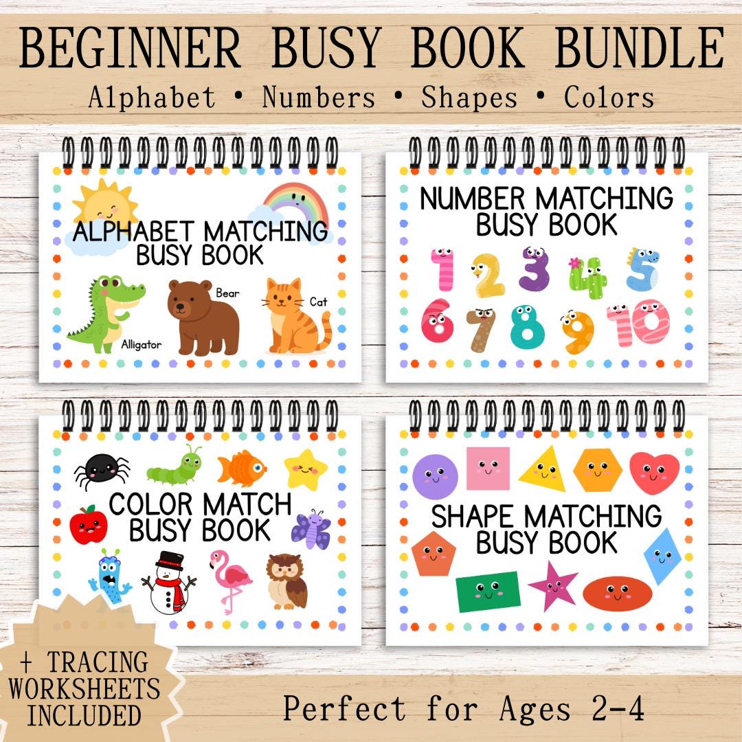 Beginner Busy Book Bundle: Alphabet, Numbers, Shapes & Colors | BONUS ...