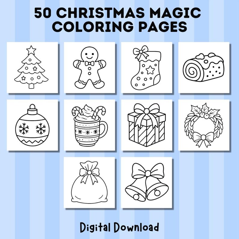 Simple Christmas Coloring Page, Relaxing Printable Coloring Pages for ...