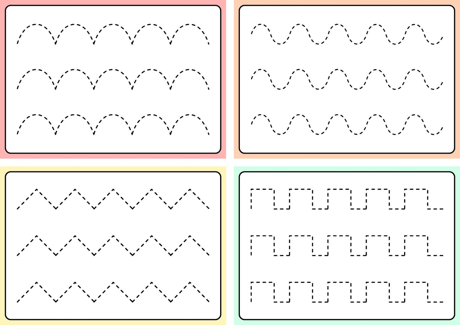 Preschool Line Tracing Cards, Kindergarten Tracing Practice, 30 ...