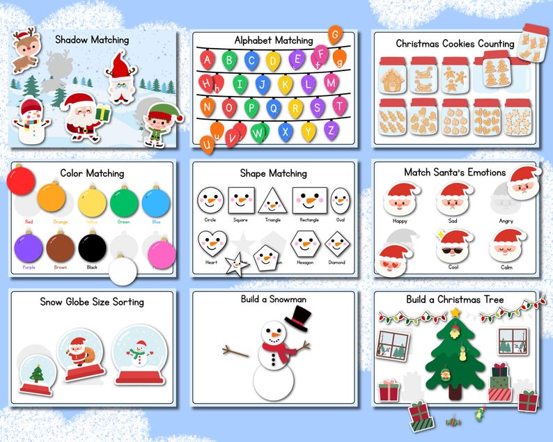 Christmas Busy Book Printable, Toddler Learning Binder, Preschool Christmas Activities ...