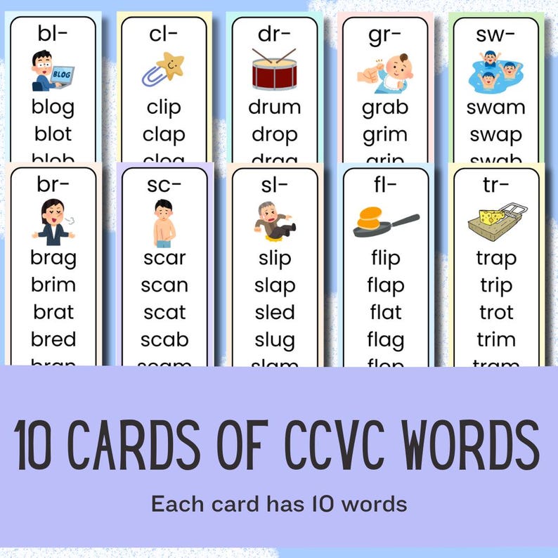 Printable Phonics Flashcards for Kids – Cvc, Ccvc and Cvcc Words ...