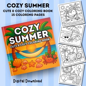 Cozy Summer Coloring Pages – Relaxing Summer Scenes, Printable Summer ...