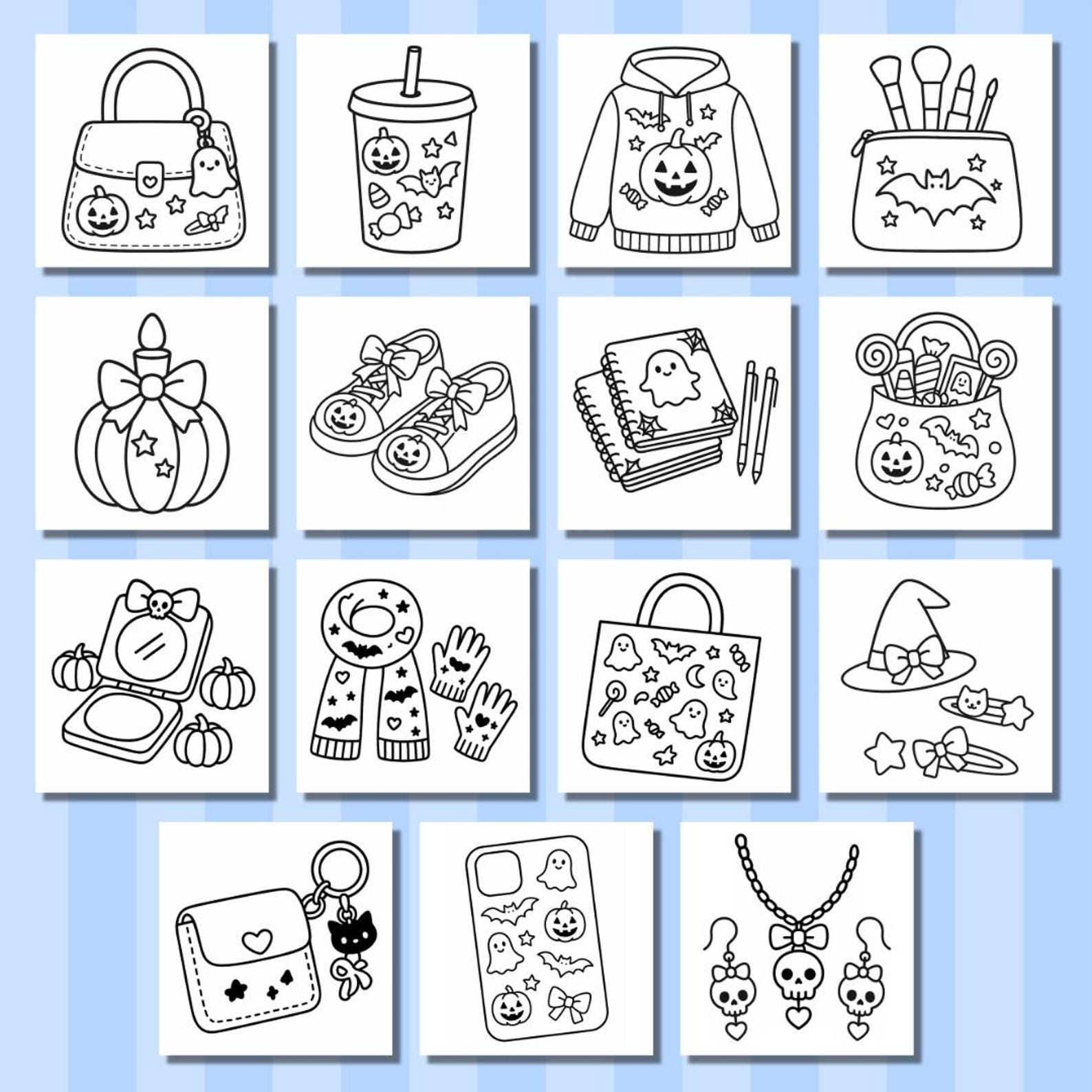 Spooky Style Coloring Book, Cute Halloween Aesthetic Coloring Pages ...