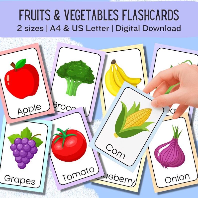 Fruits and Vegetables Flashcards | Fruits Flashcards, Vegetable ...