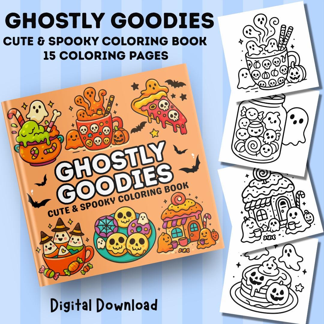 Ghostly Goodies Coloring Book, Cute Halloween Food Coloring Pages ...