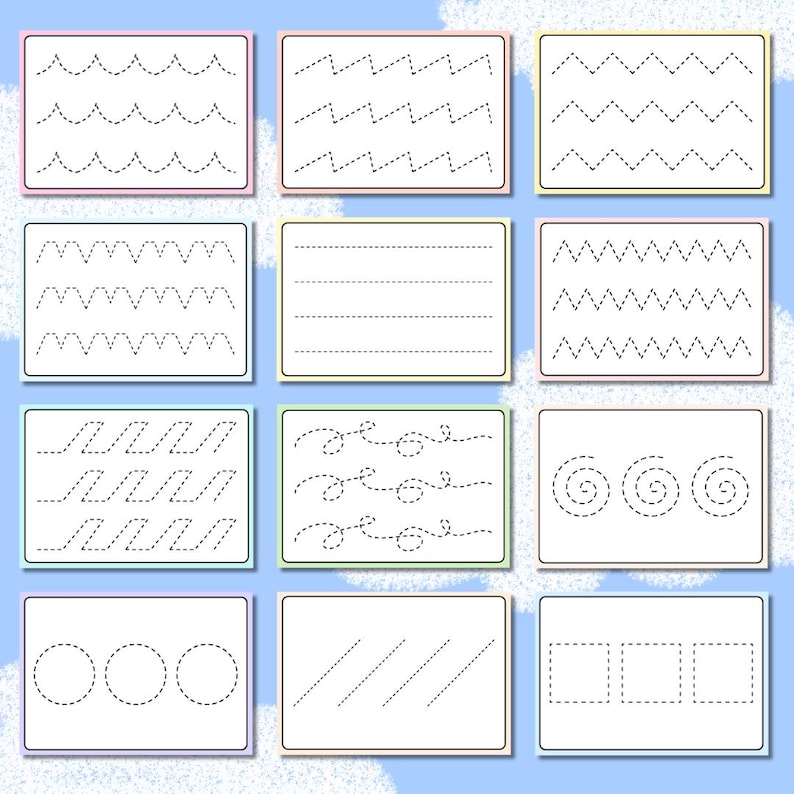 Preschool Line Tracing Cards, Kindergarten Tracing Practice, 30 ...