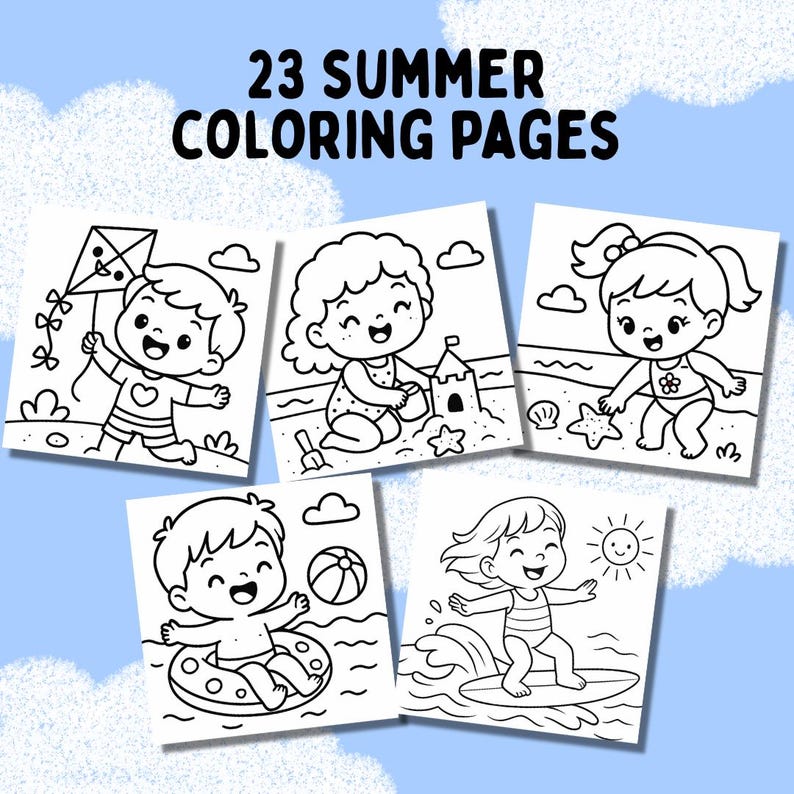 Summer Coloring Book – Printable Kids Coloring Pages of Beach Fun ...