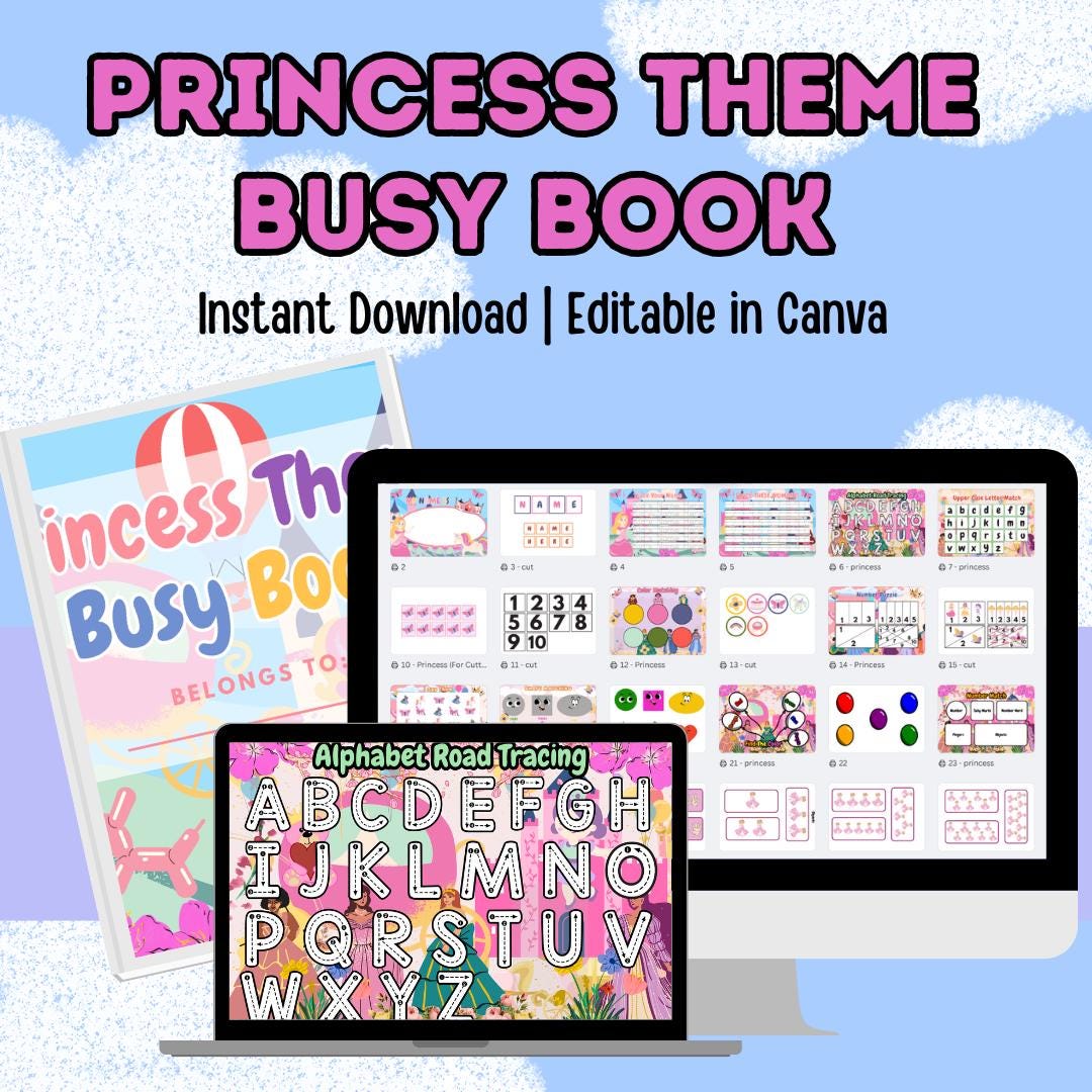 Princess Theme Busy Book | Busy Book for Kids | Editable and High ...