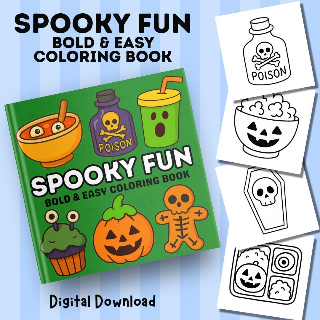 Spooky Fun Coloring Book – Simple Halloween Coloring Pages, Printable ...