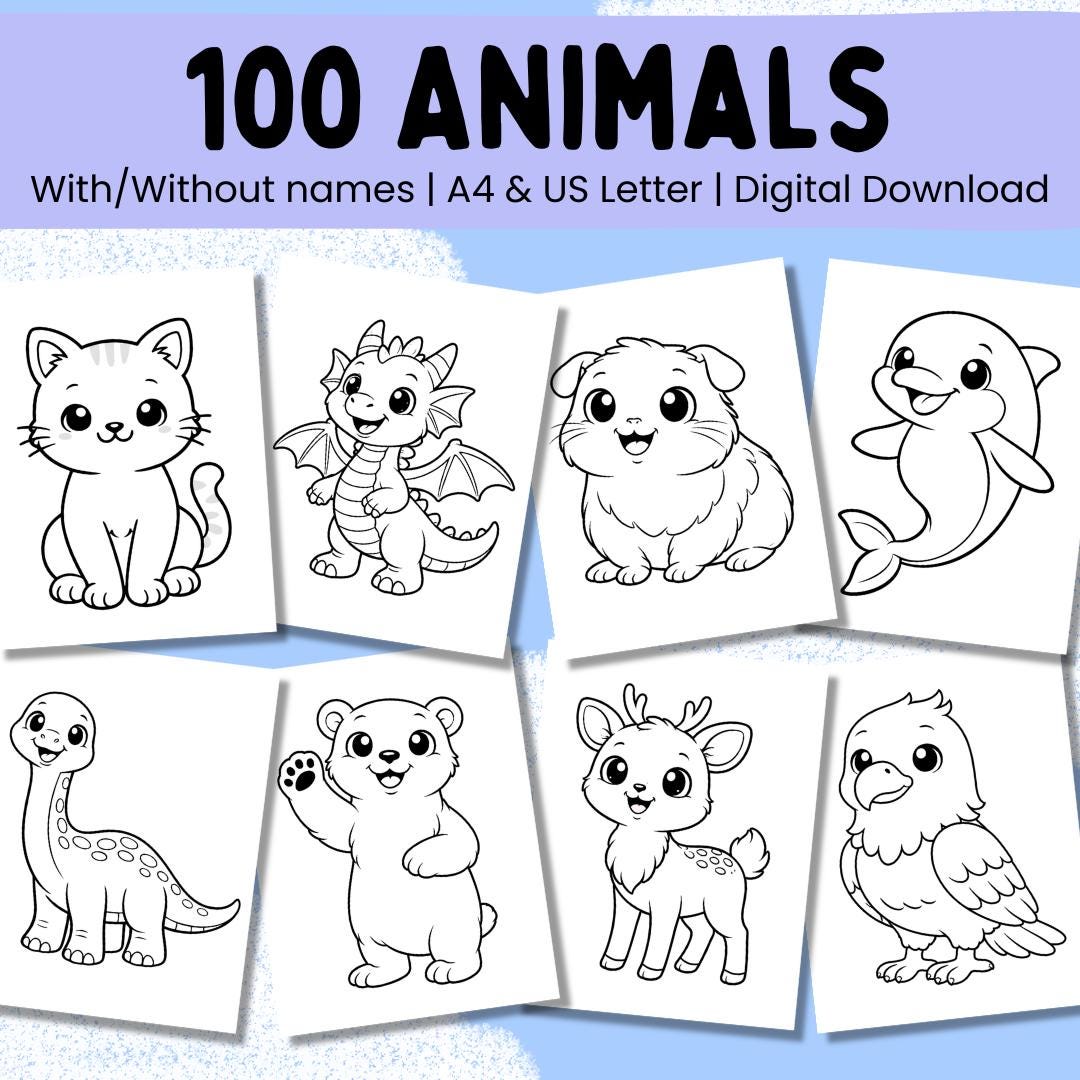100 Animals Coloring Pages, Printable Coloring Pages for Kids ...