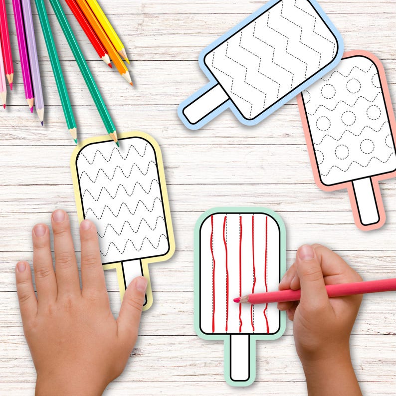 Summer Tracing Card, Preschool Line Tracing Cards, Kindergarten Tracing ...