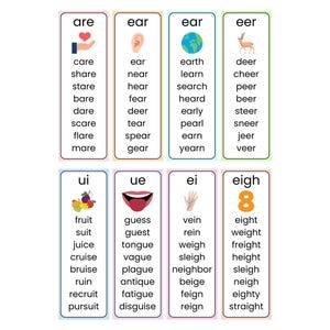 Phonics Flashcards – Vowel Teams, R-controlled, Diphthongs, Long ...