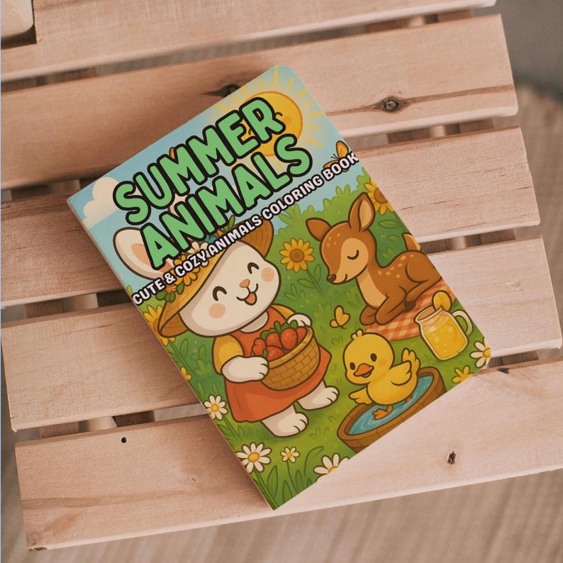 Summer Animals Coloring Book – Cozy Summer Animals Illustrations ...