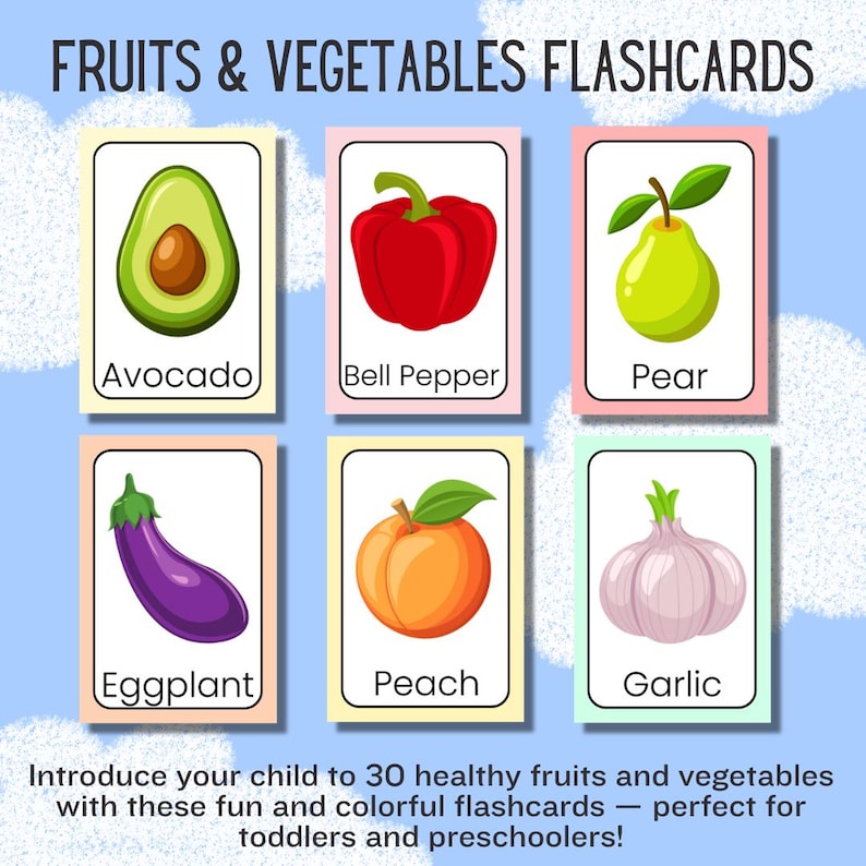 Fruits and Vegetables Flashcards | Fruits Flashcards, Vegetable ...