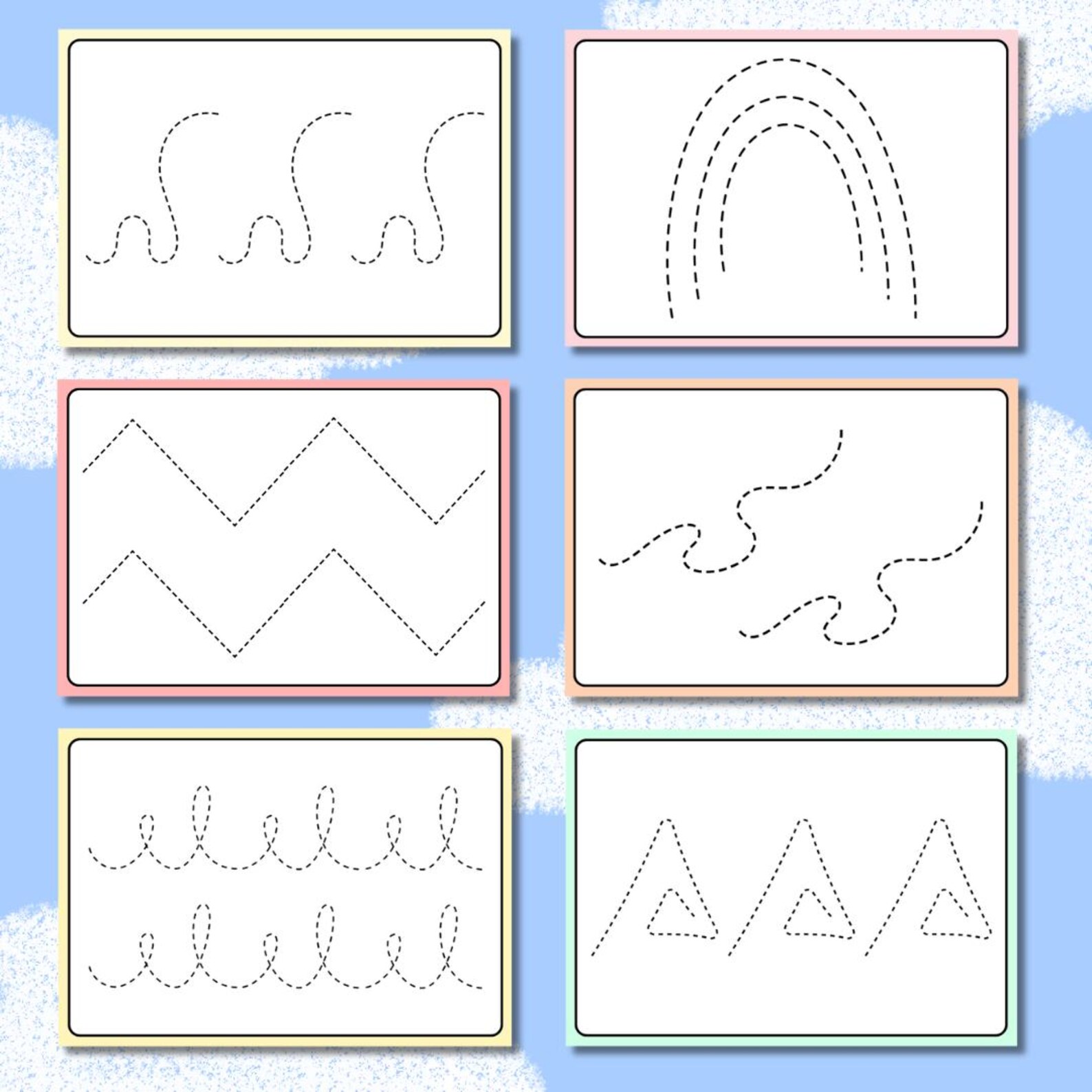 Preschool Line Tracing Cards, Kindergarten Tracing Practice, 30 ...