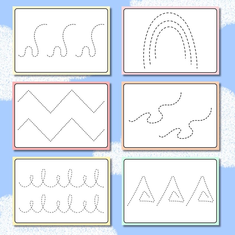 Preschool Line Tracing Cards, Kindergarten Tracing Practice, 30 ...