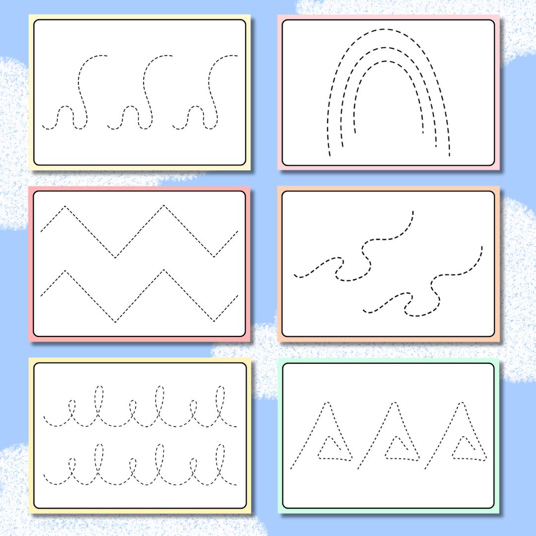 Preschool Line Tracing Cards, Kindergarten Tracing Practice, 30 ...