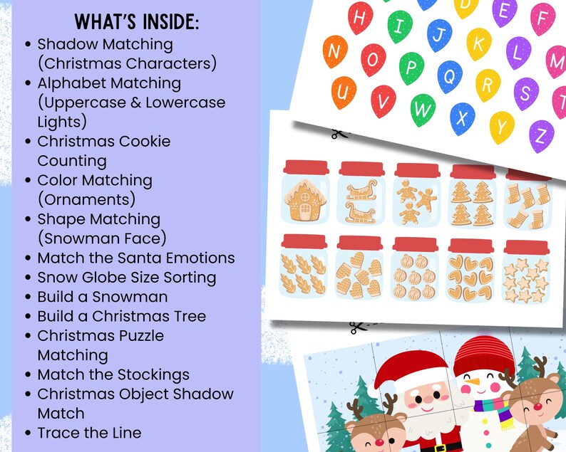 Christmas Busy Book Printable, Toddler Learning Binder, Preschool ...