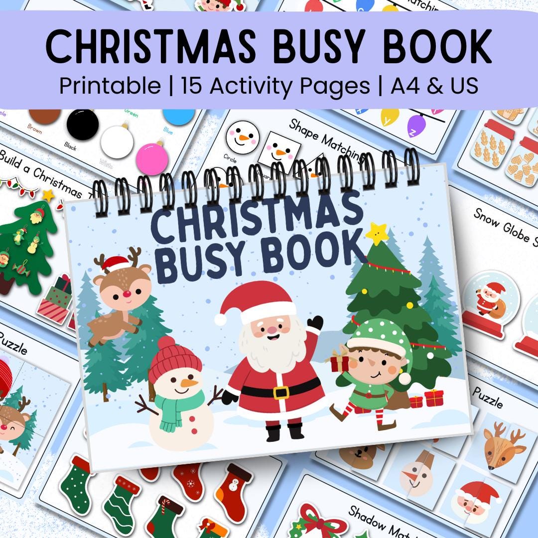 Christmas Busy Book Printable, Toddler Learning Binder, Preschool ...