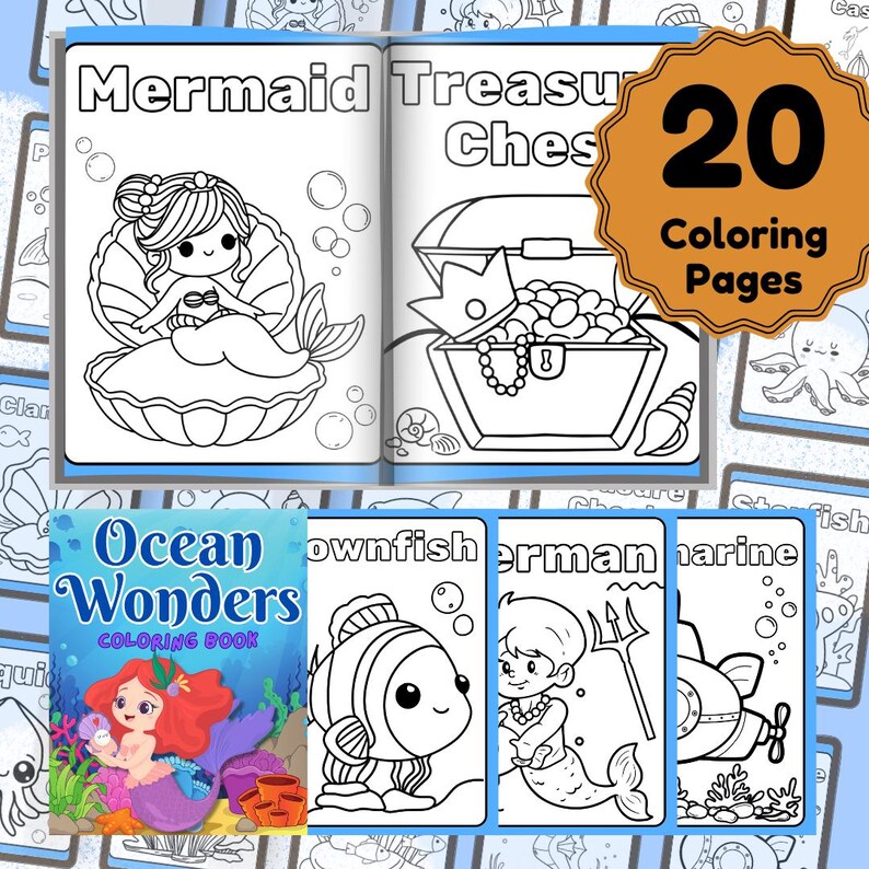 Ocean Wonders Coloring Book for Kids | 20 Coloring Pages | Ocean ...