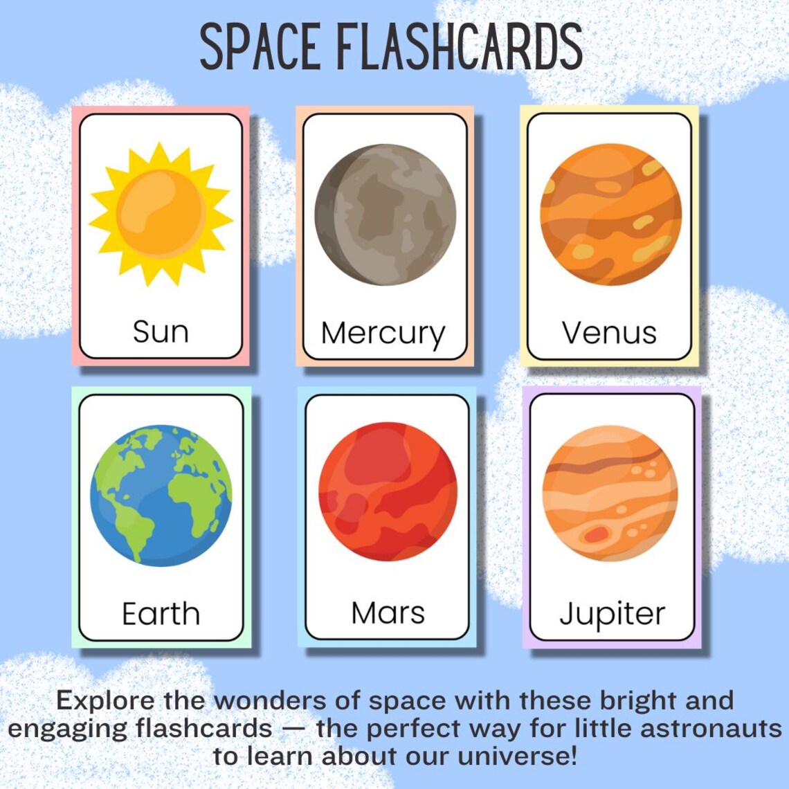 Space Flashcards: Solar System Learning for Toddlers – Printable ...