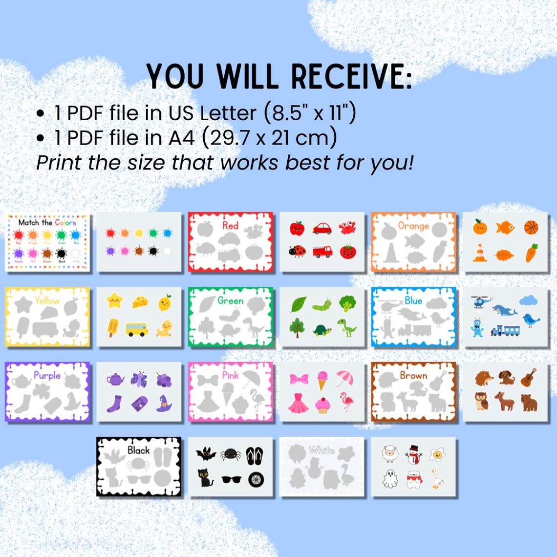 Color Matching Busy Book, Printable Matching Activity Preschool ...