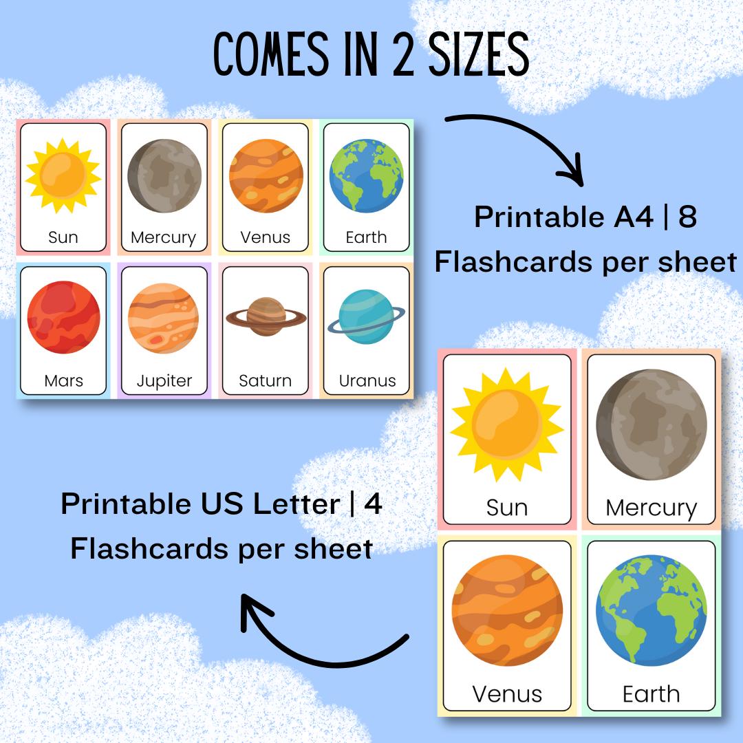Space Flashcards: Solar System Learning for Toddlers – Printable ...