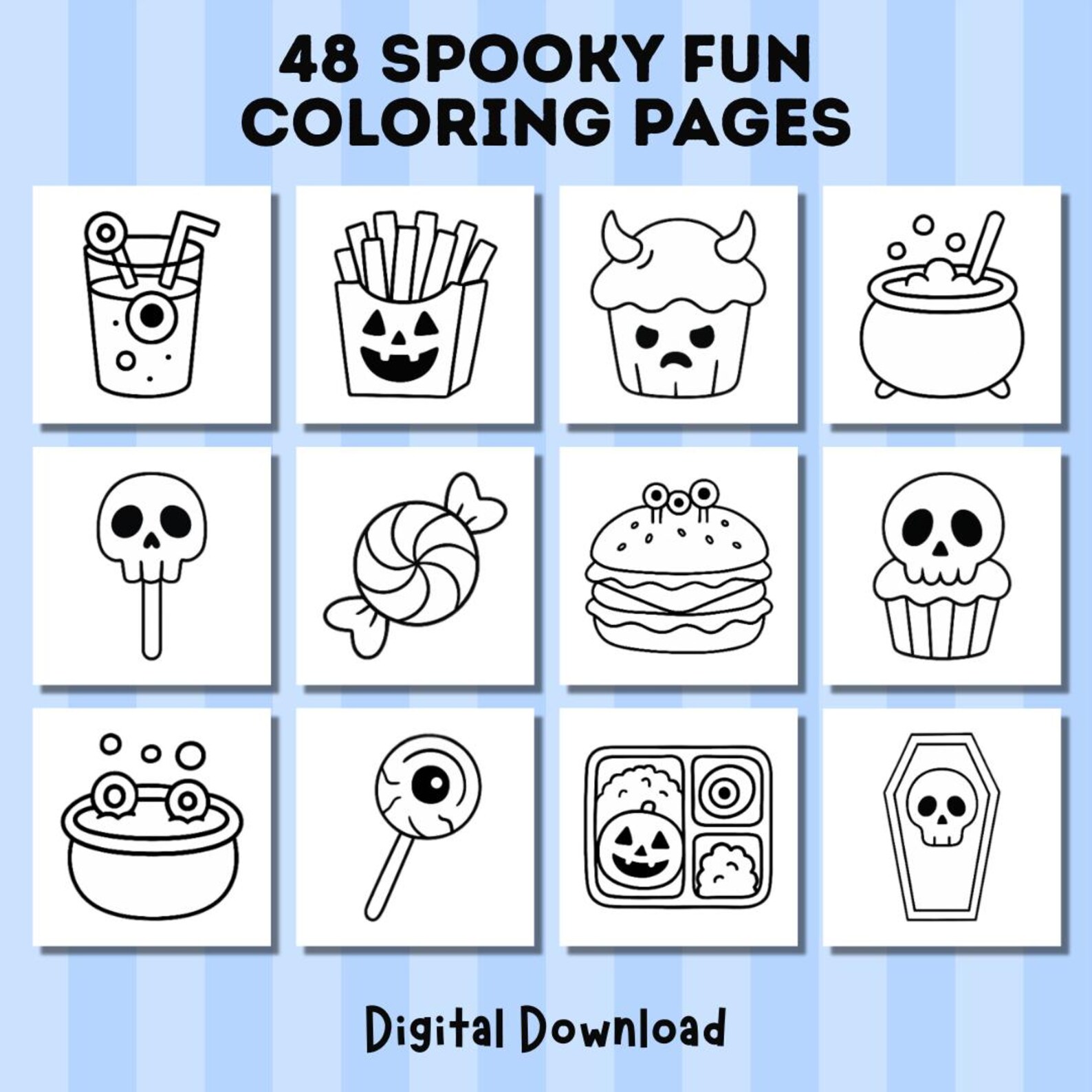 Spooky Fun Coloring Book – Simple Halloween Coloring Pages, Printable ...